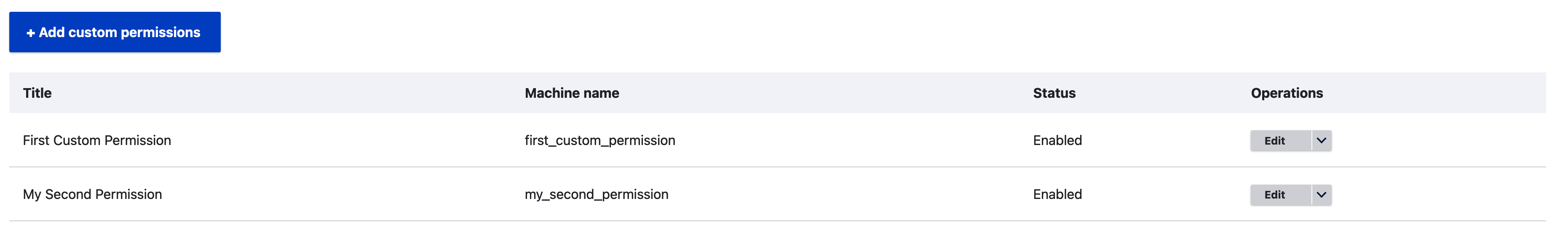 Custom Permission Keys